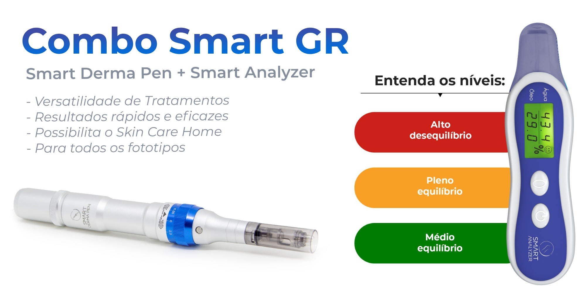Combo Promocional Caneta Microagulhamento DermaPen + Smart Analyzer - Smart GR | BCMED